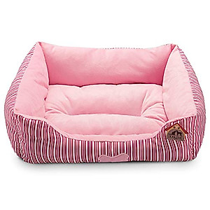 Hollypet Self-Warming Pet Bed Small Dog Cat Plush Rectangle Nest Puppy Sleeping Bag Cushion, Pink