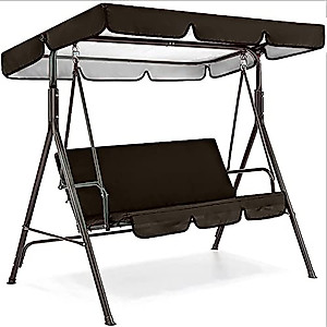 BTURYT Swing Canopy Top Cover Replacement Canopy and Swing Cushion Cover, Patio Swing Canopy Top Cover Set,Waterproof 2 and 3 Seater Swing Replacement Top Cover-(top Cover + Chair Cover)