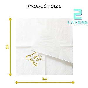 Geloar I Do Crew Cocktail Napkins, 100 Pack Gold I Do Crew Party Supplies Paper Napkins in Bulk for Rehearsal Dinner Bridal Shower Engagement Wedding Beverage Table Decorations | 2-Ply, 5x5 Inches