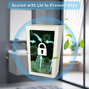 SHPMXUPW 3 Pack Bathroom Small Trash Can with Lid,10L / 2.6 Gallon Slim Garbage Bin Wastebasket with Pop-Up Lid for Bedroom, Office, Kitchen, Craft Room, Fits Under Desk/Cabinet/Sink/White