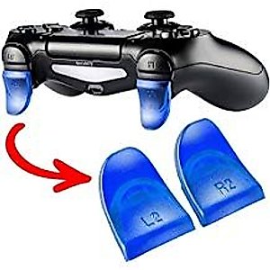 2Pairs L2 R2 Trigger Extenders Buttons for Playstation 4 PS4 PS4 Slim Pro Controller Clear Blue