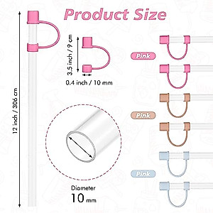 6 Straws with Cover Cap for Stanley Tumbler Replacement - Reusable Straw with Stopper Tips, Perfect for Stanley Cup with Handle H2.0, 14, 20, 30, 40oz Accessories