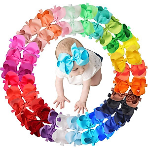 CellElection 30 Colors Baby Girls Headbands 6Inch Big Hair Bows Elastic Hair Bands Headbands Hair Accessories for Newborns Infants Toddlers Kids…