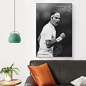 NIOKUM Roger Federer Poster The Motivational Posters For Home Decor Tennis Canvas For Boys Bedroom Gift Unframe-style 12x18inch(30x45cm)