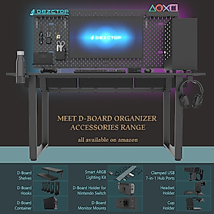 DEZCTOP D-Board Kit for Nintendo Switch Holder Accessories, Heavy Metal Support Black, Easy to Install, Quick-Mount for Bifrost Series Computer Desk Home Office Table Declutter Storage