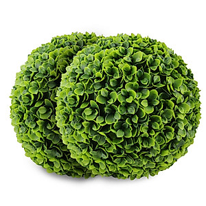 Sunnyglade 2 PCS 15.7 inch 3 Layers Artificial Plant Topiary Ball Faux Boxwood Decorative Balls for Backyard, Balcony,Garden, Wedding and Home Décor