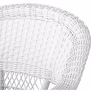 Jeco 3 Piece Wicker End Table Set with with Blue Chair Cushion, White