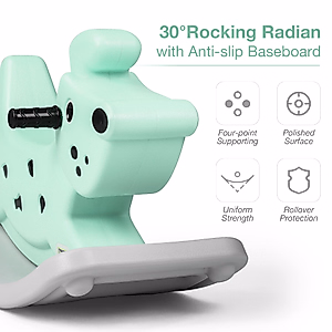 Vilobos Rocking Horse Outdoor Rocking Toy with Music for Toddler Baby Kids Ages 1-3 Year Old Boy Girl Green