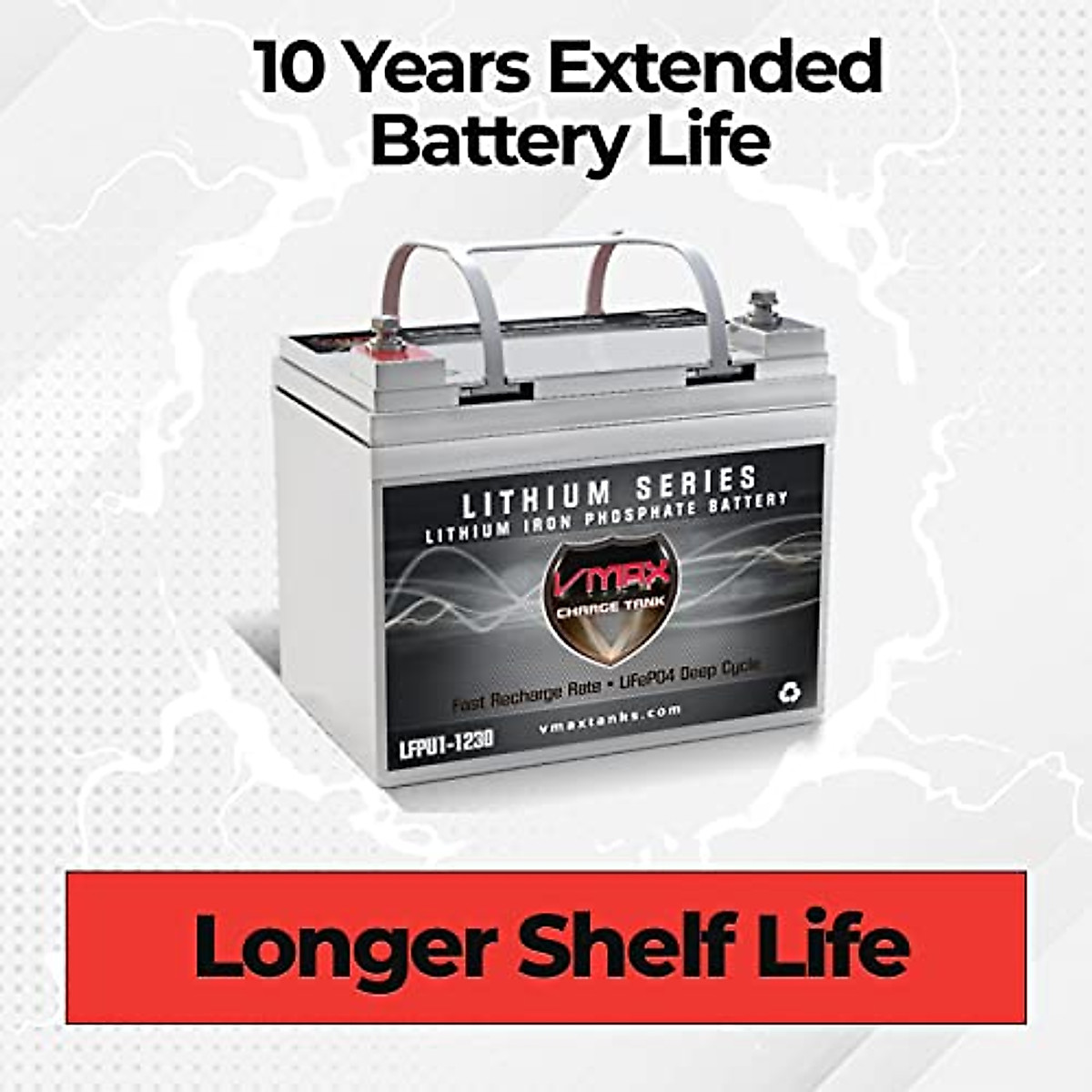 VMAX LFPU1-1230 Group U1 12V Battery 385Wh 30 Amp Hours Lithium Iron LiFePO4 with built in BMS Li-Iron Deep Cycle Battery 7.7"L x 5"W x 6.4"H