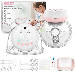 Hands Free Breast Pump, Electric Breast Pumps, 12 Levels 3 Modes Double Wearable Breastpump, Portable 1200mAH, LCD, Quiet and Painless, Leak-Proof 140° Silicone, Comfortable Breastfeeding Necessities