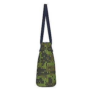 Woodland Digital Camo Pattern Women's Tote Bag PU Leather Shoulder Bag Handbags Purse For Work Shopping Travel