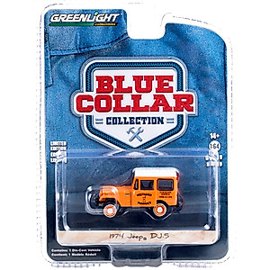 1974 DJ-5 Orange with White Top Blue Collar Collection Series 9 1/64 Diecast Model Car by Greenlight 35200 B