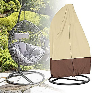 Patio Egg Chair Cover Hanging Swing Chair Covers Waterproof Outdoor Furniture Protector 75in H x 45in D (Beige)