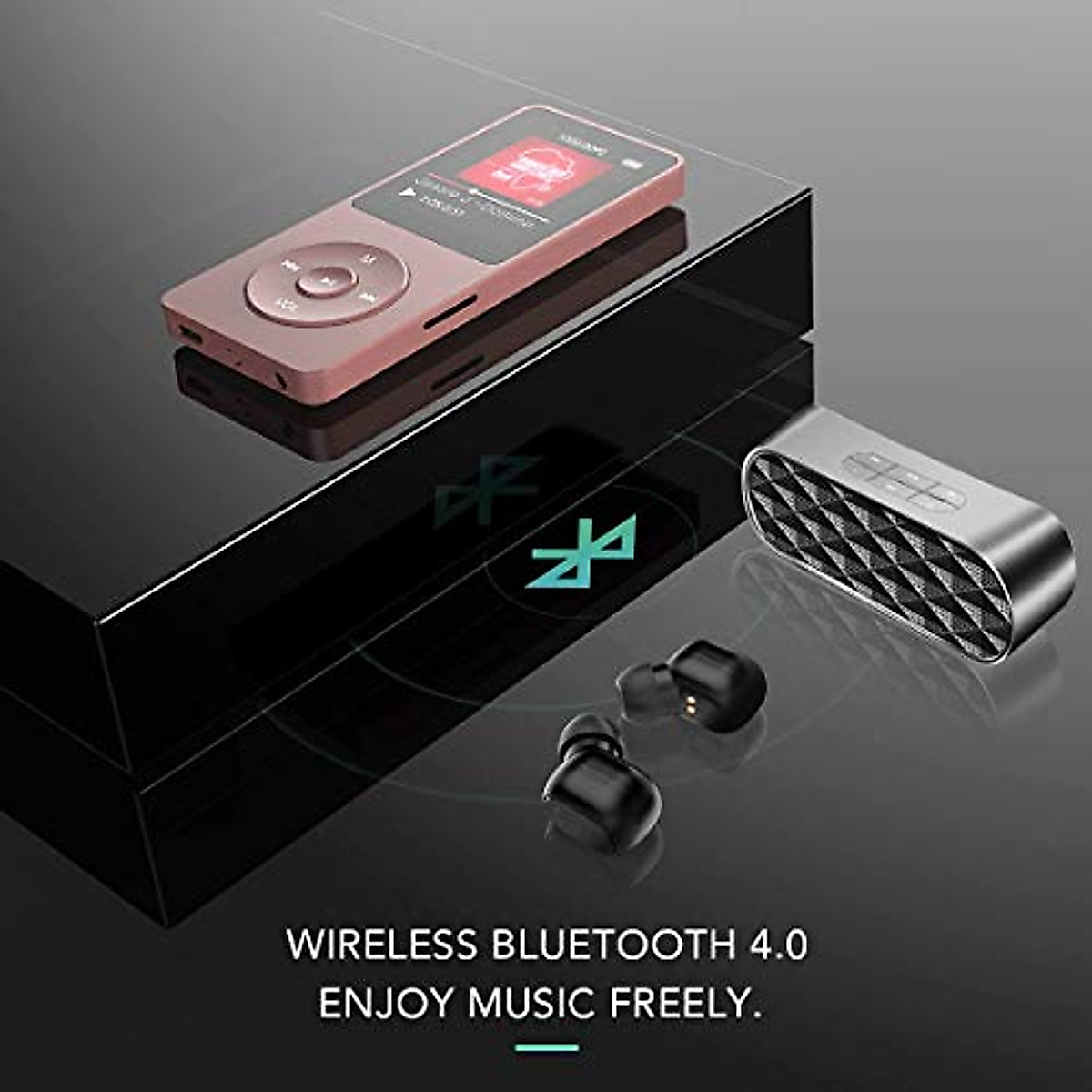 AGPTEK A02 MP3 Player with Bluetooth 5.3, 1.8 inch Screen Portable Music Player with Speaker, FM Radio, Voice Recorder, Supports Expanded Up to 128GB(Rose Gold, 8GB)