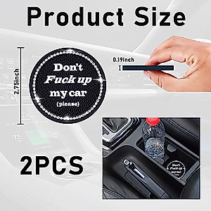 Kewucn 2 Pack Bling Car Cup Holder Coasters, 2.75 inch Anti-Slip Soft Rubber Crystal Rhinestone Auto Cup Insert Pad, Universal Vehicle Interior Decor Accessories for Car SUV Truck (Black)