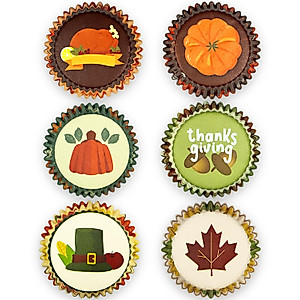 qiqee Thanksgiving Day Standard Cupcake Liners Cupcake Cups 300-Count Food Grade Gradient Design Cupcake Papers Baking Cups Cupcake Wrappers for Thanksgiving Day(Standard Size)