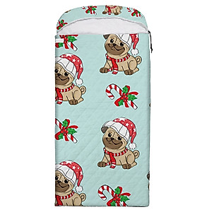 Outdoor Sleeping Bag Christmas Dog New Year Winter Sleep Bag Cover Mat for Travel Camping Hiking Women Men Adult 3 Seasons