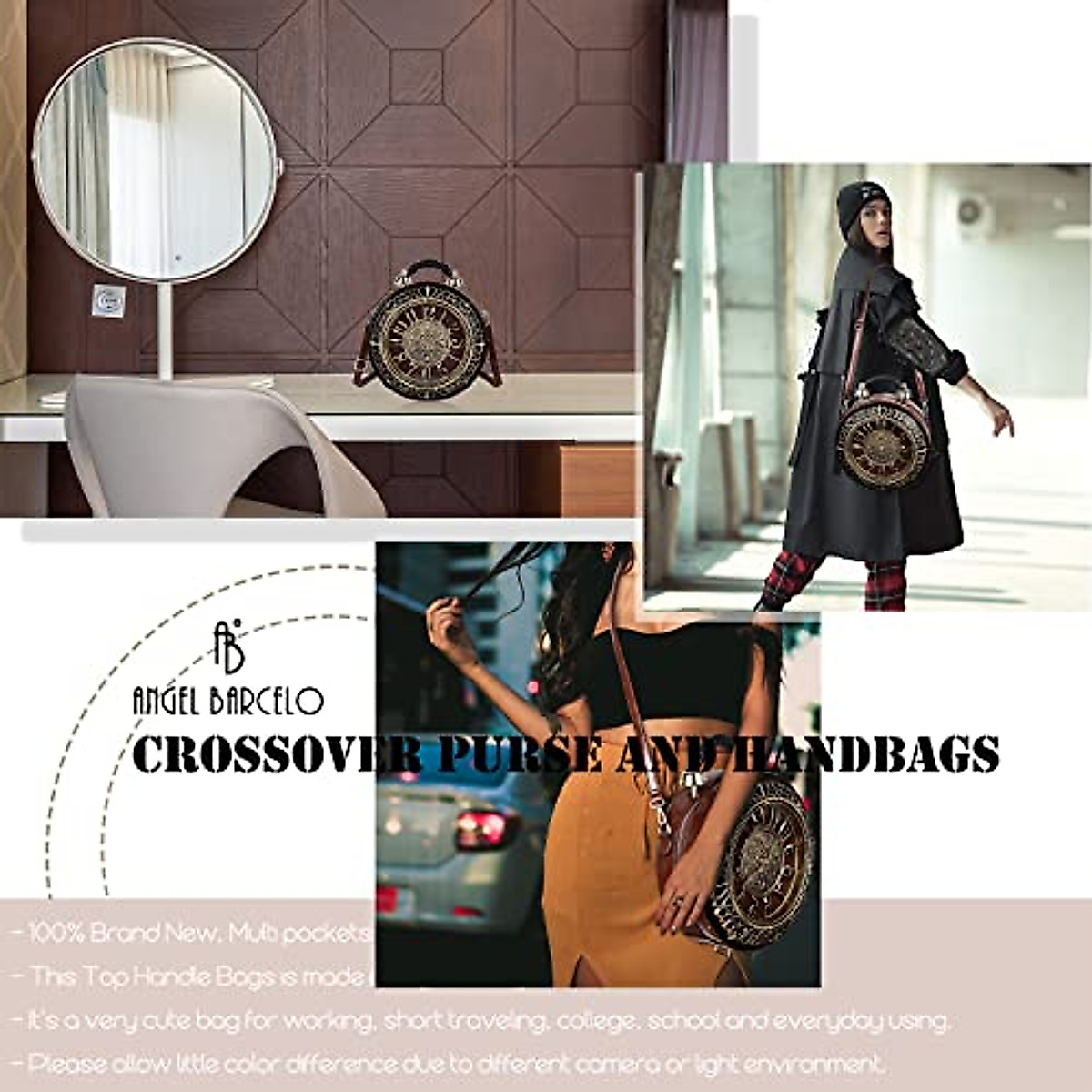 Angel Barcelo Crossbody Purse and Handbags for Women Fashion Ladies Shoulder Bag Brown