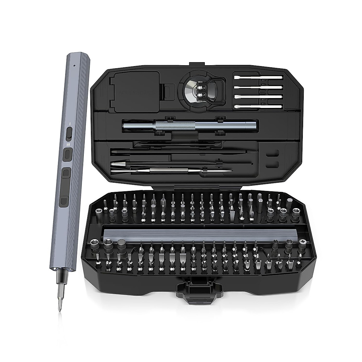 Mini Electric Screwdriver Set, 155-in-1 Precision Screwdriver with 140 S2 Magnetic Bits, 650mAh USB C Charging, 3 Torque Settings & Built-in Magnetizer for DIY Projects