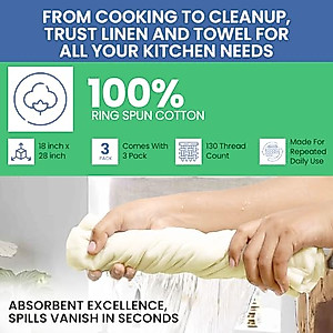 Flour Sack Kitchen Towels | Christmas DIY Towel | Cotton Blank Towel | Tea Towel Crafting Embroidery | Thick Absorbent Quick Dry | Baking Bread Proofing Linen Cover, Natural 18"x28" - Pack of 3