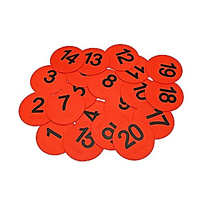 Eco Walker 4inch Mini Floor Spot Markers for Classroom Preschool and Kindergarten (Set of 20pcs) (Red number 1-20)