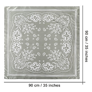 AWAYTR 35” Satin Large Square Head Scarves - 4PCS Silk Like Neck Scarf Hair Sleeping Wraps Lightweight Satin Silk Scarfs for Women (Cashew(Black+Gray+Burgundy+Light Curry)