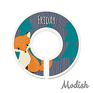 Modish Labels, Weekly Clothes Organizer, Days of the Week Closet Organizer System, Daily Closet Organizer, Closet Dividers, School Clothes Dividers (Woodland Boy)