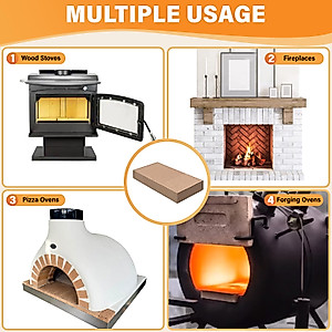 Firebricks, Food Grade Clay fire Bricks, 2700F Size 9″ x 4-1/2″ x 3/4″, Insulating Fire Bricks, 0.75" Thick Clay Firebricks Replacement for Wood Stoves, Fireplaces, Fire Pit, Kiln, Pizza Oven, 6 Pack