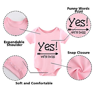 YSCULBUTOL Baby Twins Bodysuits Yes We are Twins No We are Identical Twins Bodysuit Boys Twins Clothes Baby Girls Set（pb 4-6m）