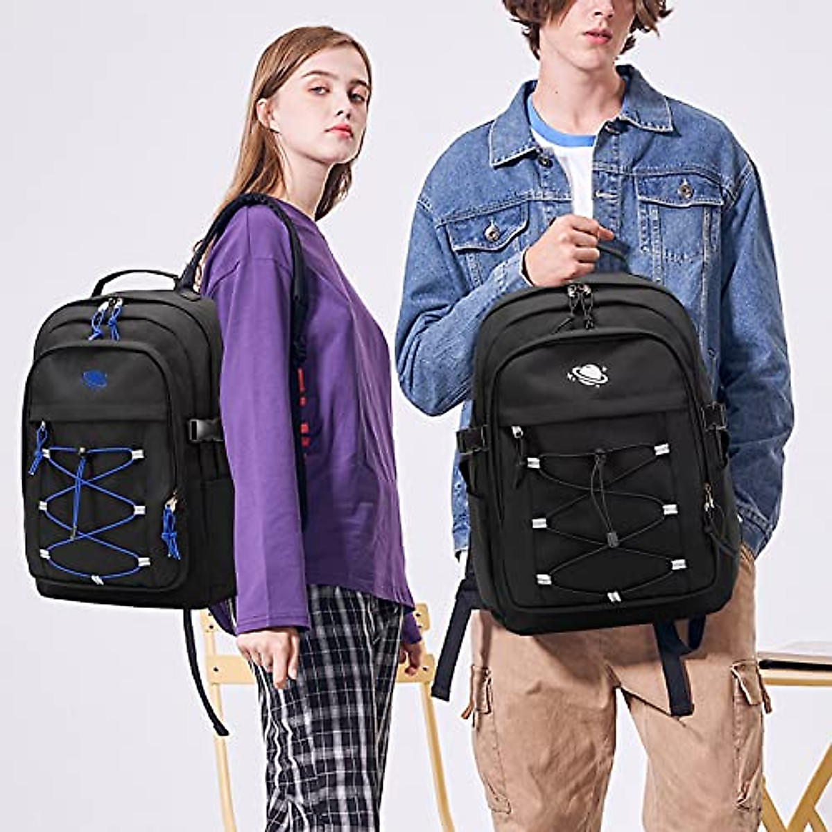 mygreen Casual Daypack Backpacks School Bag College Backpack Lightweight Travel Daypack Large Bookbags for Teens Girls Women High School Middle School Students Black