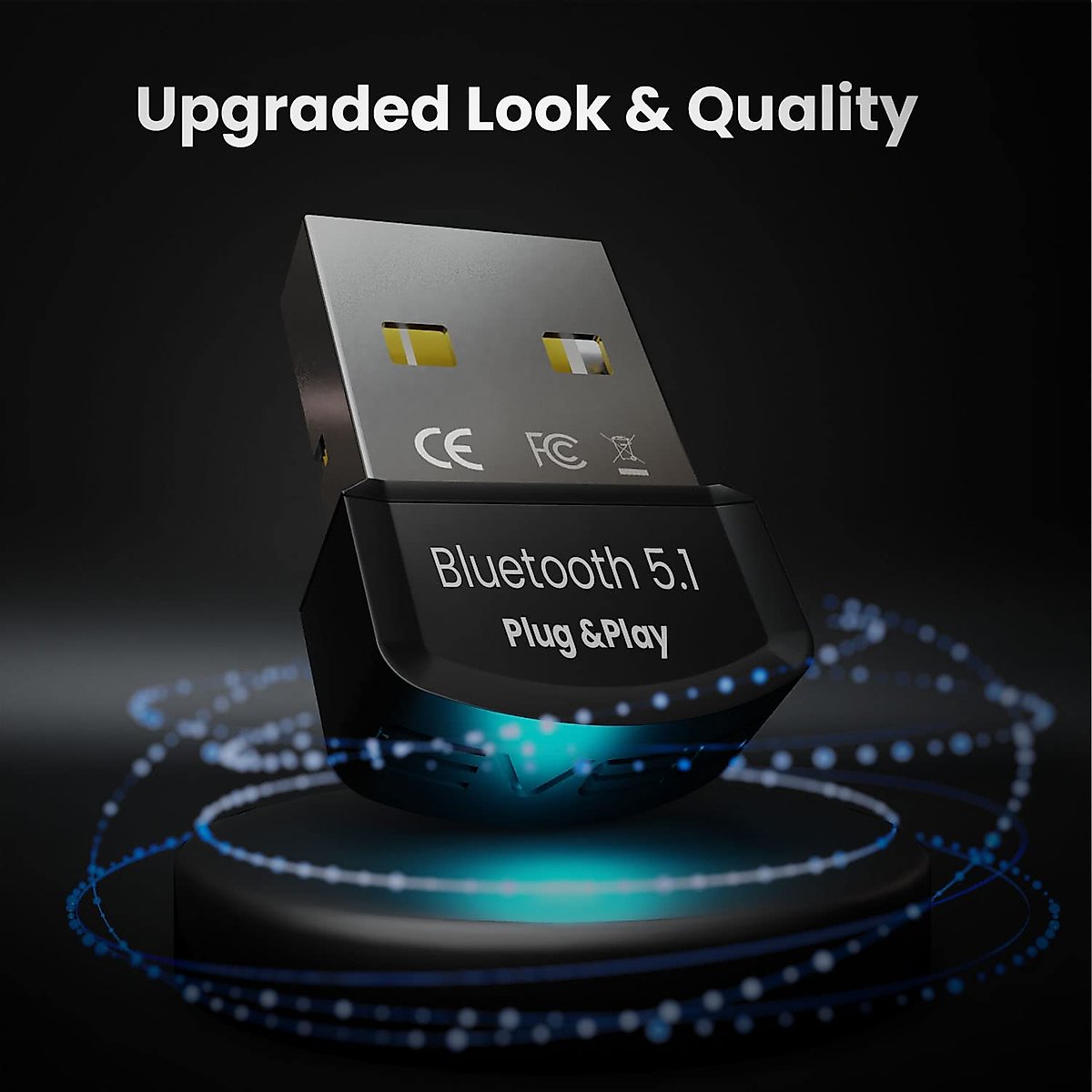 EVEO Bluetooth Adapter for PC 5.1 - Bluetooth Dongle 5.1 Adapter for Windows 10 Only (Plug & Play) for Desktop, Laptop, Printers, Keyboard, Mouse, Headsets, Speakers - USB Bluetooth 5.1 Dongle -2 Pack