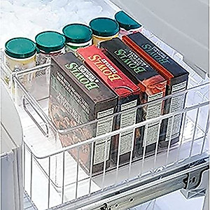 Lifetime Appliance Parts UPGRADED 4 x Clear Organizer Storage Bin with Handle Compatible with Kitchen I Best Compatible with Refrigerators, Cabinets & Food Pantry - 10" x 5" x 6"