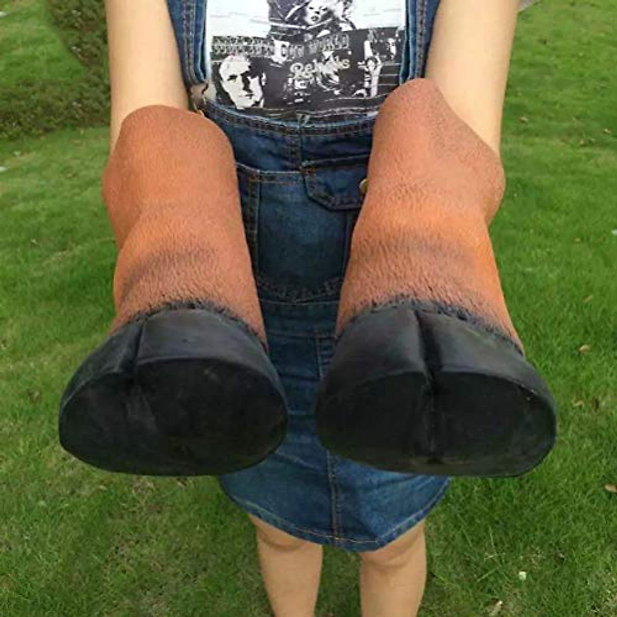 Amosfun Halloween Latex Rubber Horse Hooves Gloves Animal Glove Halloween Party Adult Costume Props (Light Brown) Party Favors