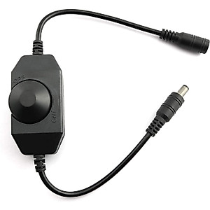 Maxmoral 1pc DC 12V 24V LED Strip Dimmer Switch with DC Female Male Adapter Single Color Mini LED Lamp Lighting Accessories Brightness Adjustable Controller Manual Knob Dimmer Switch Black