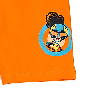 Marvel Moon Girl and Devil Dinosaur Big Girls Oversized Drop Shoulder T-Shirt & Bike Shorts Outfit Khaki/Orange 10-12