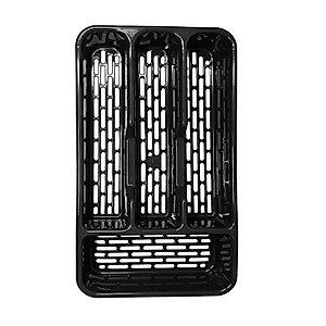 PLASTIFIC Large CUTLERY TRAY Utensils Spoon Fork Holder Flatware Organiser for Kitchen Organiser Strong Plastic Drawer Sliding Tidy (33 x 17.5 x 4.3 slim )