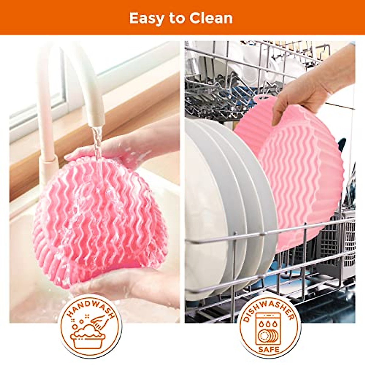 Silicone Air Fryer Liners, 7.5'' Pink 3 to 6 QT Round Reusable Air Fryer Silicone Bowls Pots Basket Covers Replacement of Parchment Paper for COSORI Ninja Air Fryers Oven Accessories