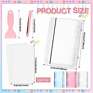 3 Packs Sticker Collecting Album 120 Sheets Reusable Sticker Book with Spatula Sticker Collection Accessories Activity Sticker Album for Collecting Stickers, Labels, A6 (Pink, Blue, Clear)