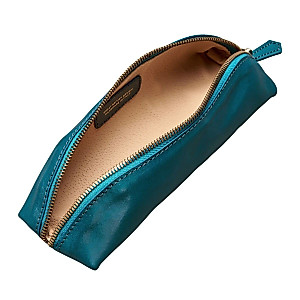 Maxwell Scott - Personalized Womens Luxury Soft Leather Pencil Pen Case - The Felice Nappa - Petrol Blue