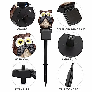TastyHome Solar Owl Decor 3 Packs, Owl Solar Light Waterproof with Stake for Garden Decoration£¬Owl Solar Path Light Lamp Garden Sculptures & Statues for Lawn Backyard Decor