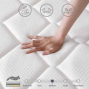 OGlAWA King Size Mattress Memory Foam 14 inch Gry King Mattress a Box indvidual Pocket Sping Breathable Comfontable for Sleep Suporive Pressure Reie. (14 inch, King)