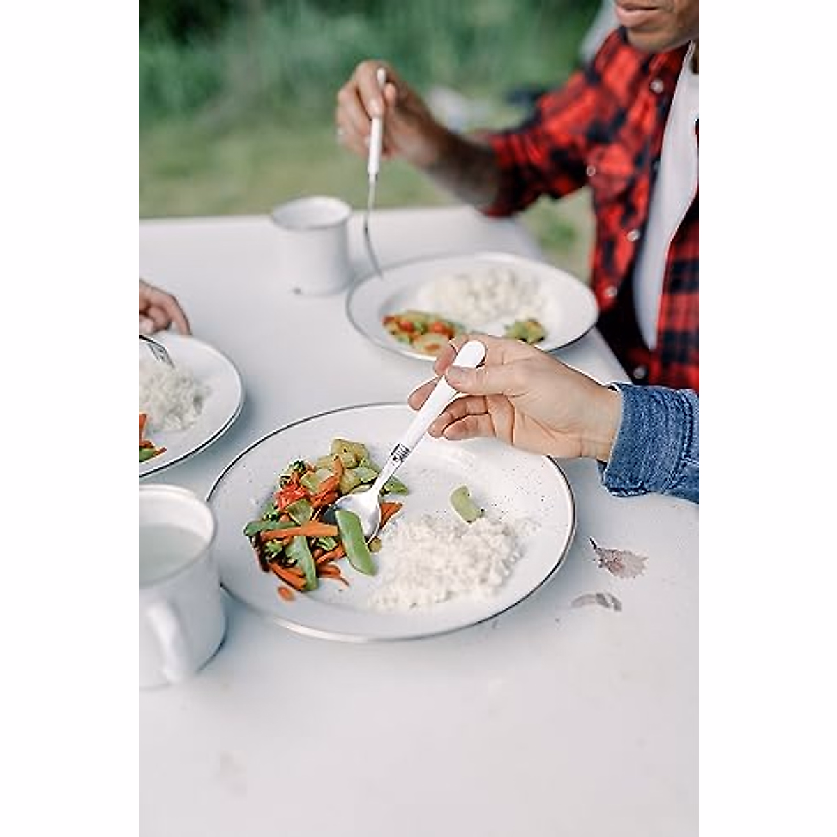 Stansport Deluxe 24-Piece Enamel Tableware Set - White (11220-03)