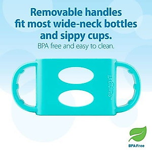 Dr. Brown's Milestones 100% Silicone Baby Bottle Handles, Wide-Neck, Removable Easy-Grip Transitional Sippy Cup Handles, Gray, 4m+, 1 Pack