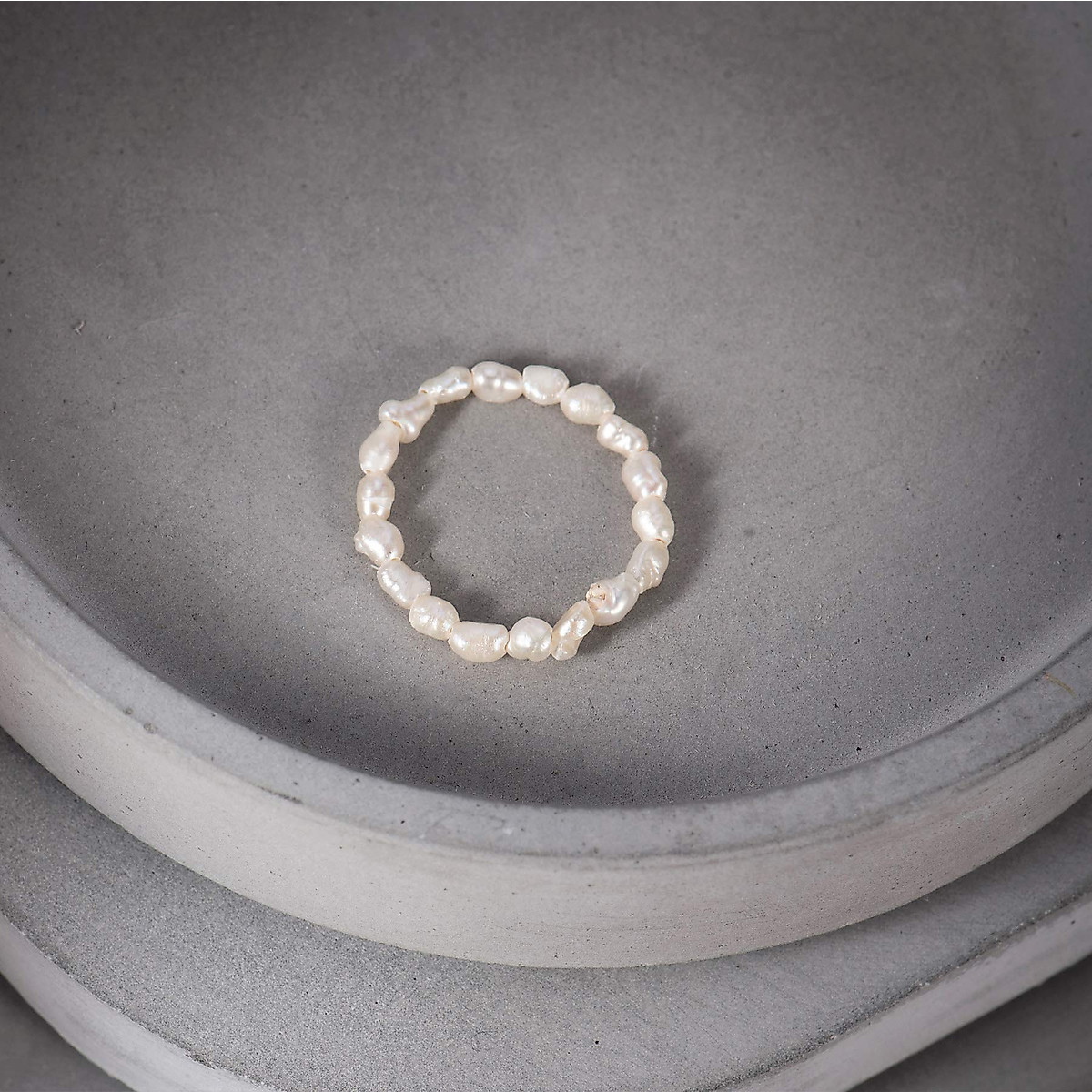 Aurelia Mae Tiny Baby Pearl Band Delicate Rice Pearl Stretch Ring Minimal Stackable Ring (7)