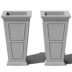 Veradek Brixton Series Tall Plastic Planter - Large Outdoor Planter for Front Porch | Crack Resistant All-Weather Use | Classic Estate Design for Tall Plants, Flowers, Trees