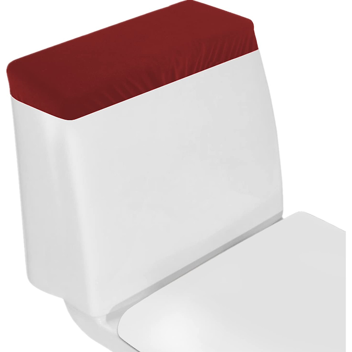 AZHCHKE Toilet Tank Lid Cover, Bathroom Stretch Washable Spandex Toilet Tank Protector Cover with Elastic Bottom, Burgundy