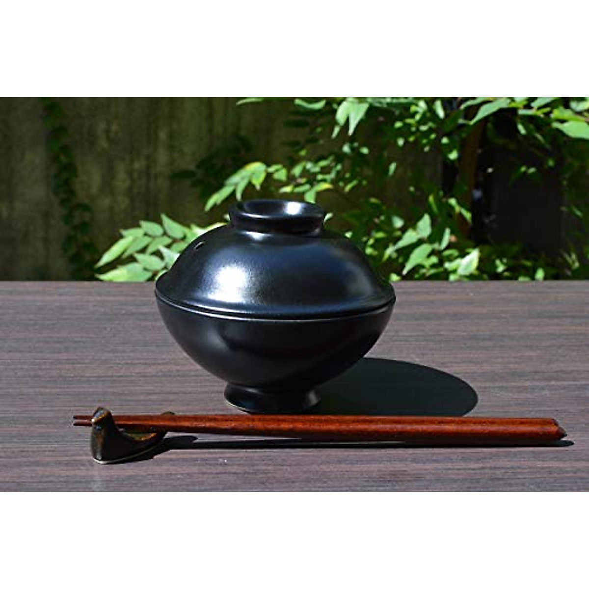 Tsukamoto AKM-2 Rice Pot, Black, 1 Cup, Living Alone, Mashiko Ware Kamakko Rice, Earthenware Pot, 2 Types of Chopsticks Rests