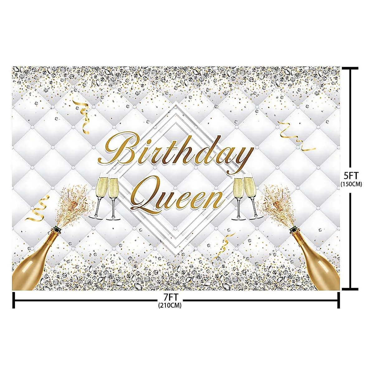 AIBIIN 7x5ft Birthday Queen Backdrop Glitter Diamond Headboard Birthday Party Decorations Women Champagne Bithday Prom Banner Photo Shoot Props