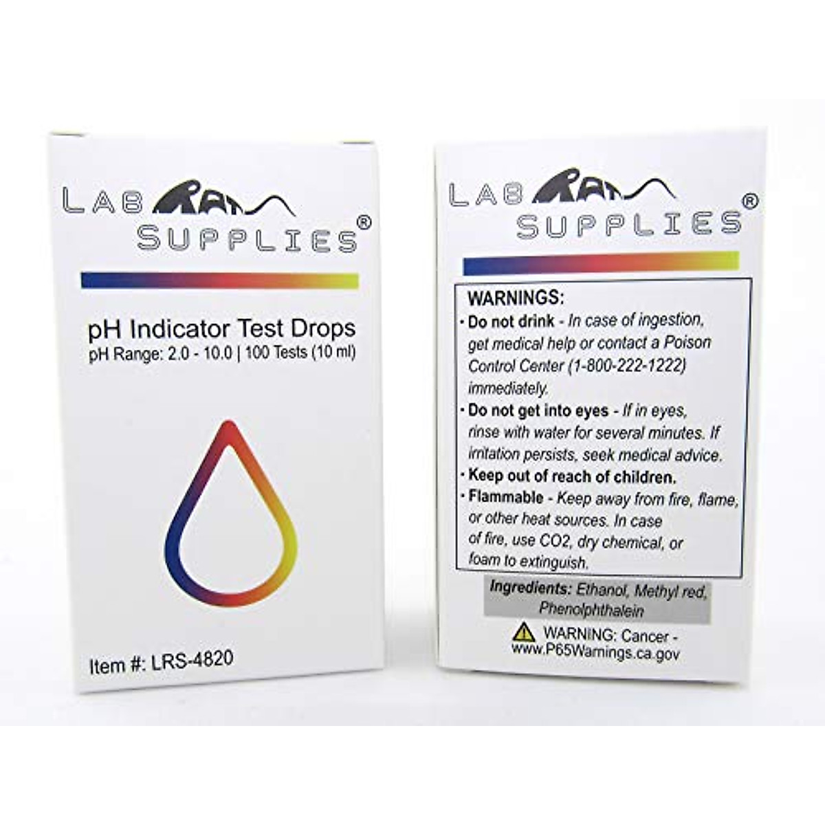 pH Indicator Test Drops, Universal Application (pH 2.0-10.0), 100 Tests| for Drinking Water, Urine, and Saliva | Contains 10 ml Bottle of Solution and 20 ml Screw Top Plastic Bottle