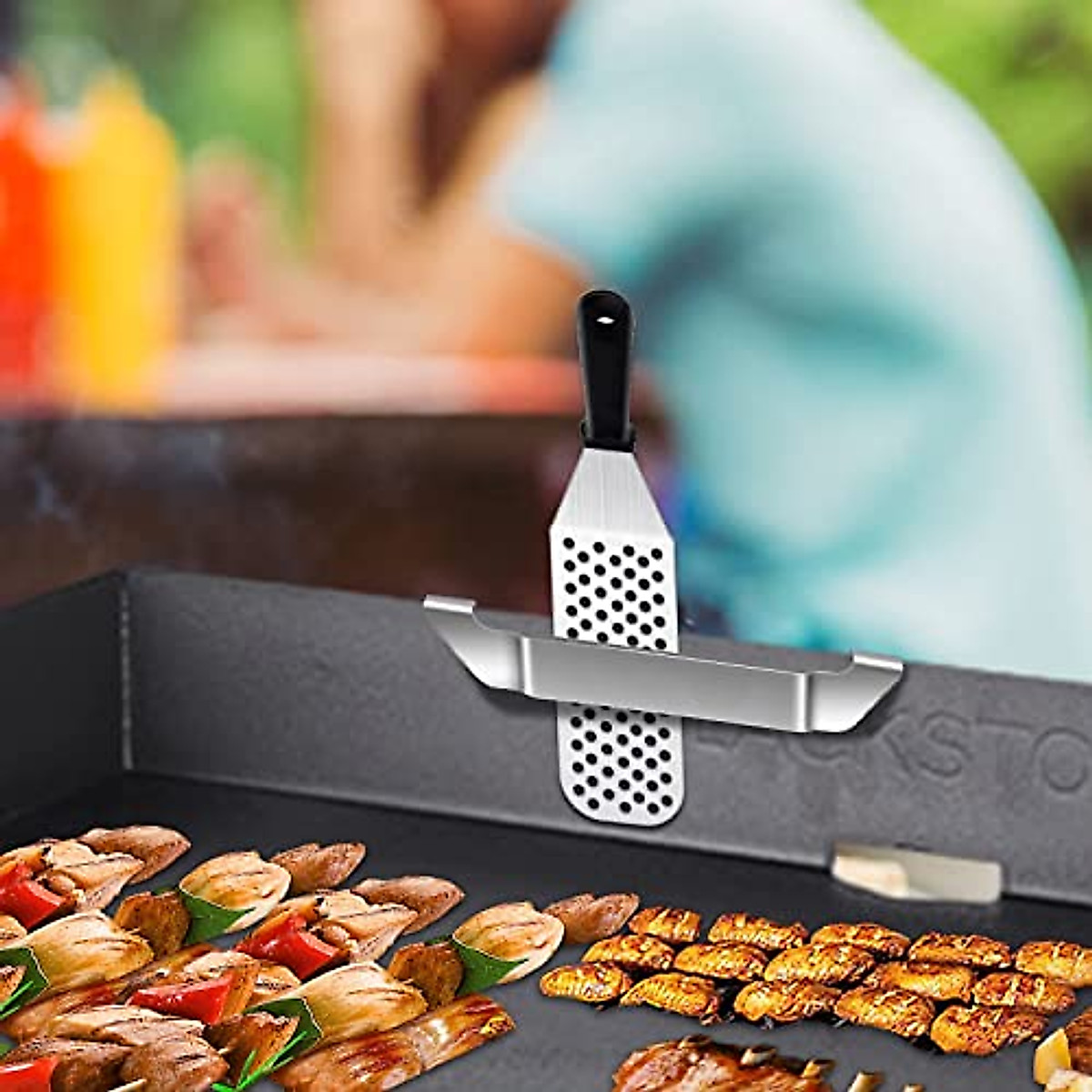Emcgicc 6.2 Inch BBQ Spatula Rack, Stainless Steel Griddle Spatula Holder, Barbecue Tool Hold Rack Griddle Accessories for Flat Top Griddle and Other Grill Griddles (6.2 Inch)
